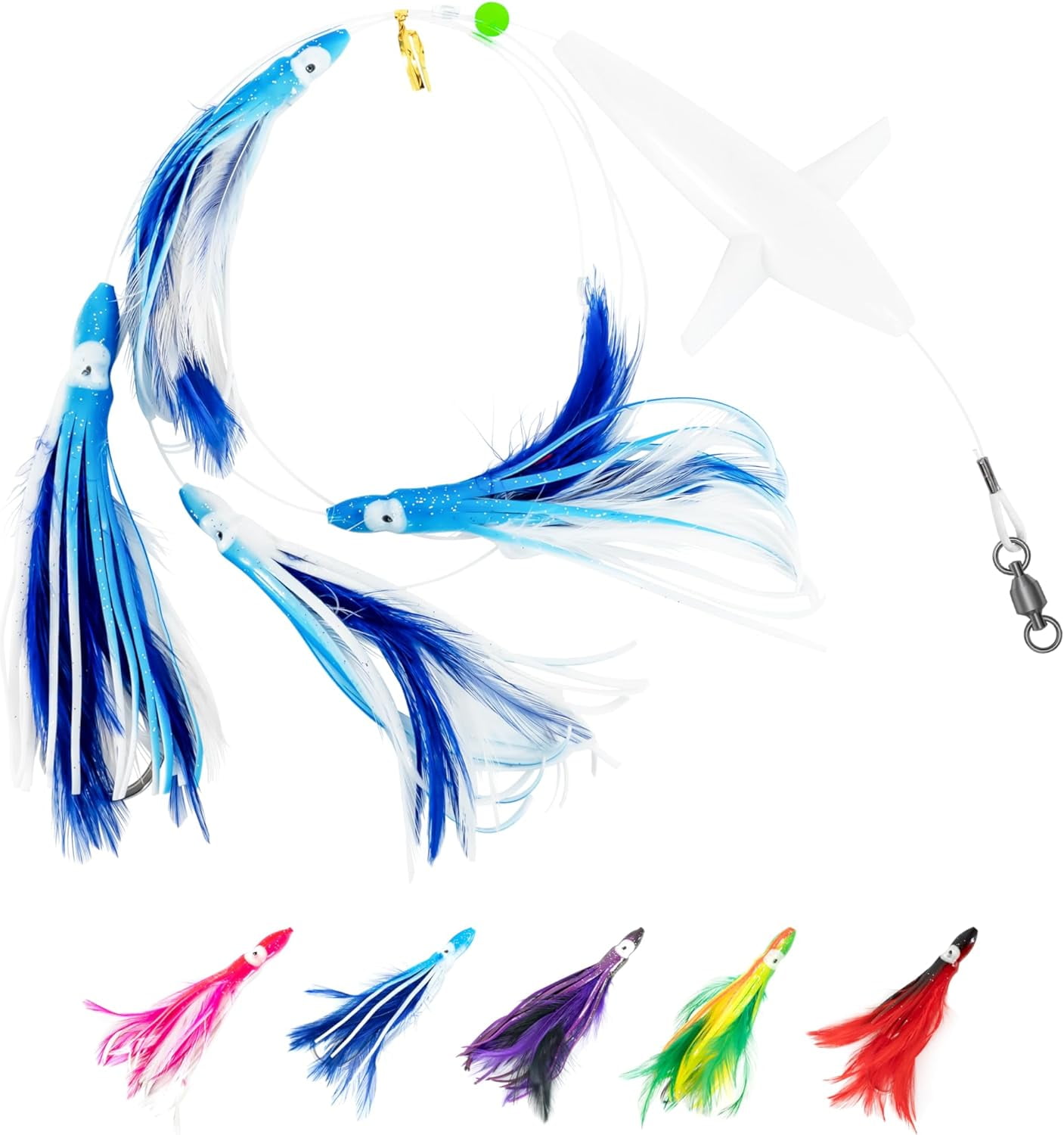 BLUEWING Tuna Feather Daisy Chain Squid Chain Fishing Teaser Lure with ...