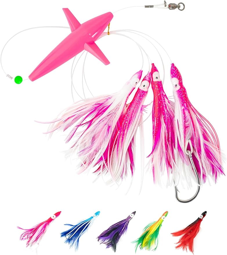 BLUEWING Tuna Feather Daisy Chain Squid Chain Fishing Teaser Lure with ...