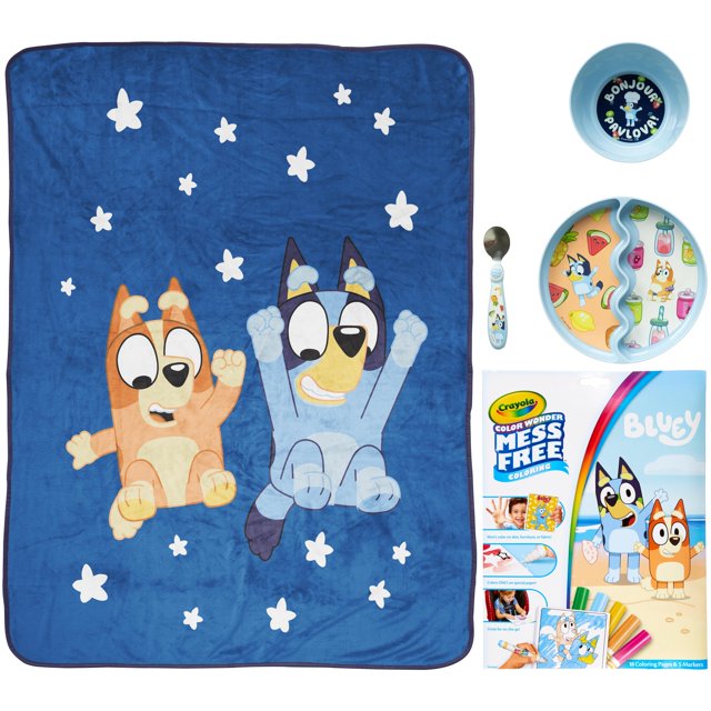 Bluey Activity Holiday Bundle with (1) Mealtime Set with Divided, (1 ...