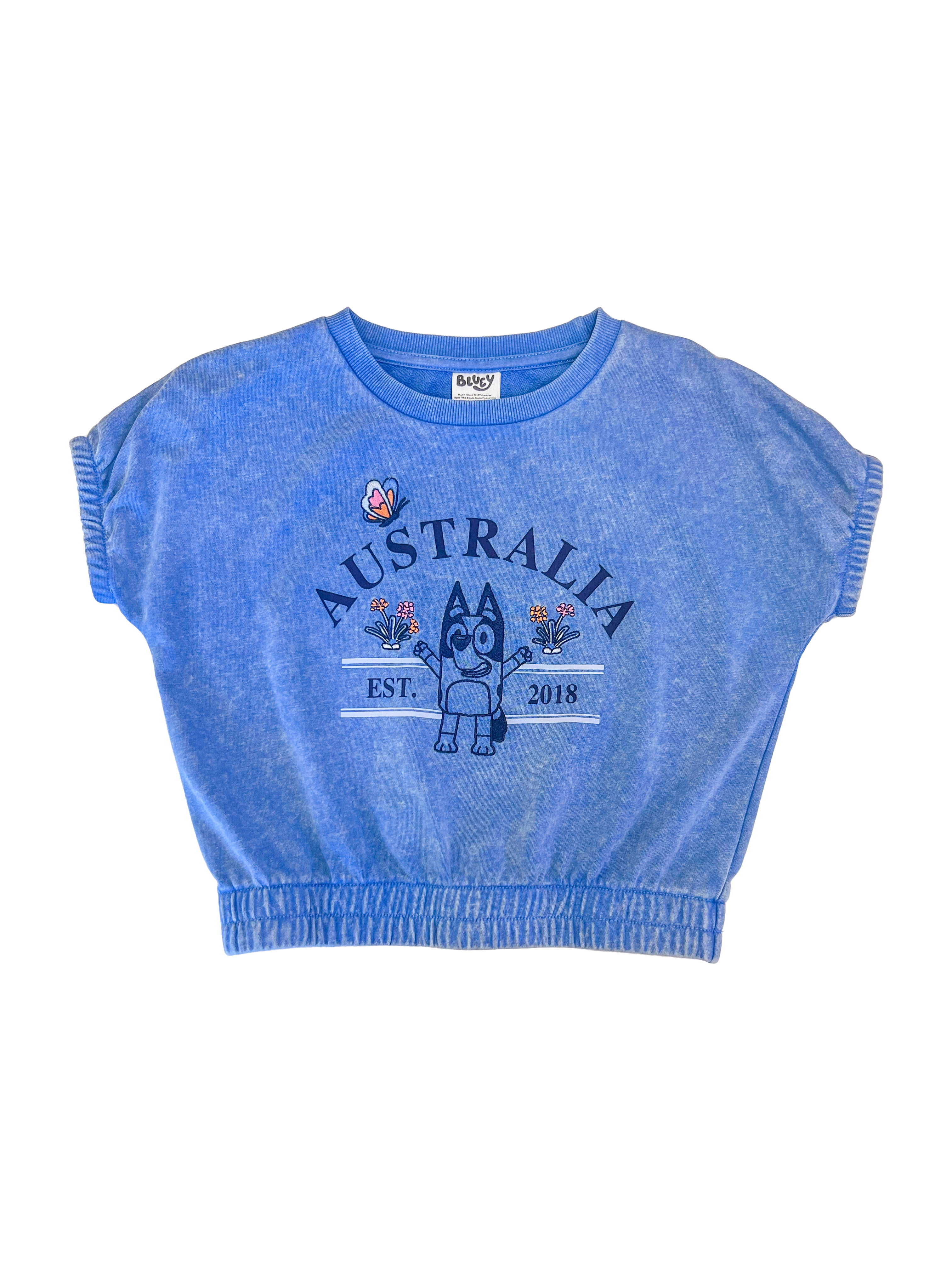 Bluey Australia Girls Embroidered Short Sleeve Graphic Top, Sizes 4-16 ...