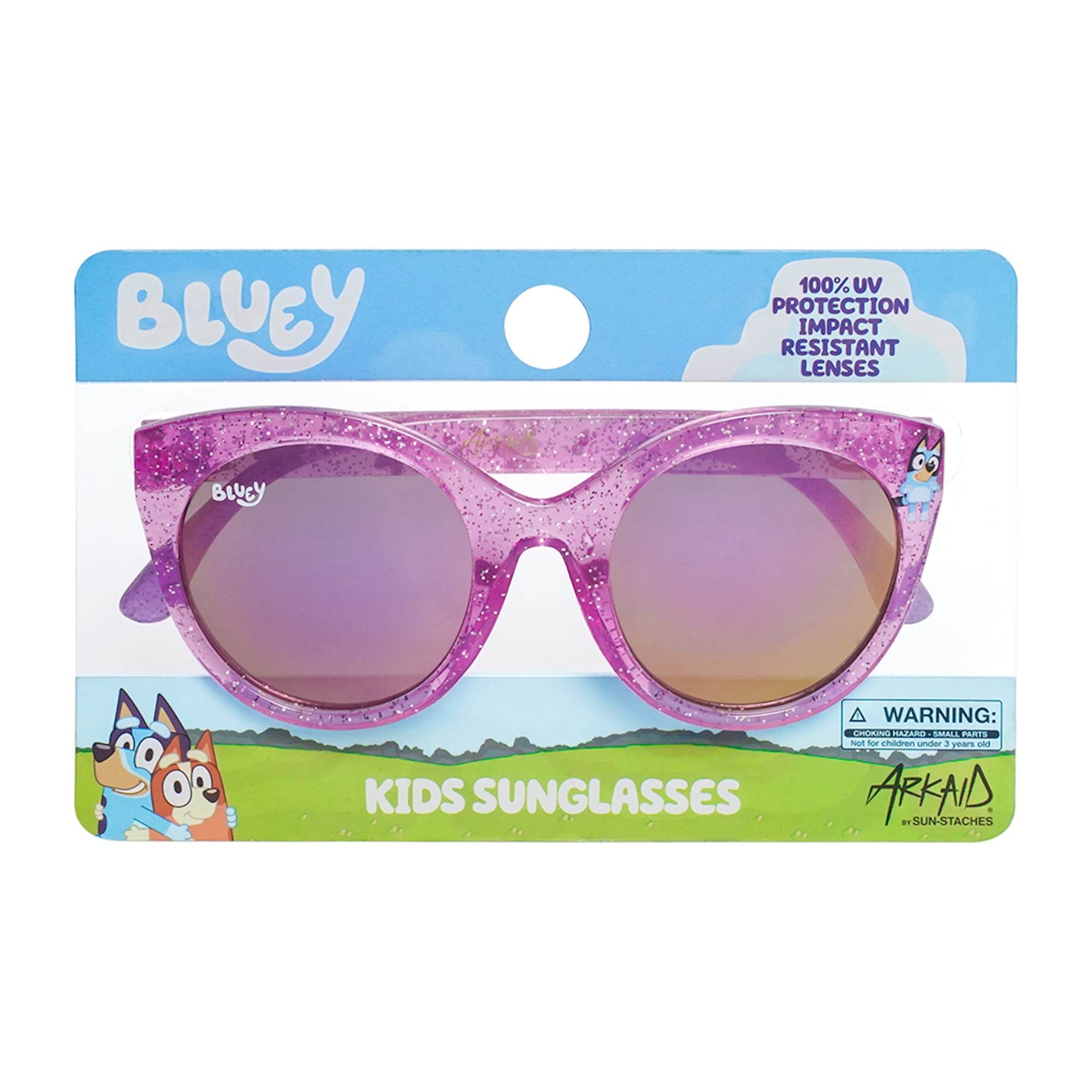 Bluey Purple Tinted Glitter Cateye Kids Sunglasses - Walmart Business ...