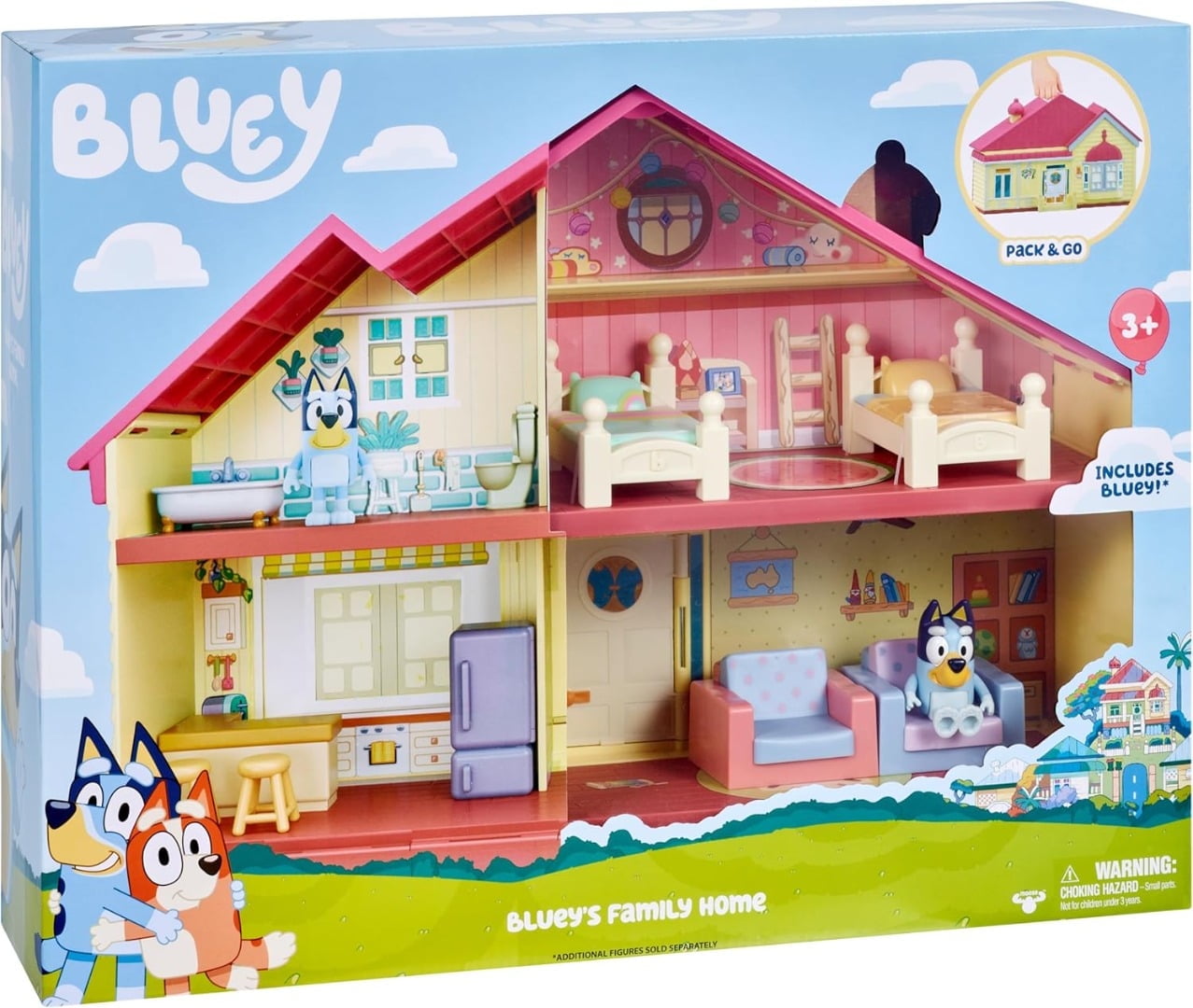 "Bluey Family Home Playset - 2.5-3"" Bluey Figure with House Set ...