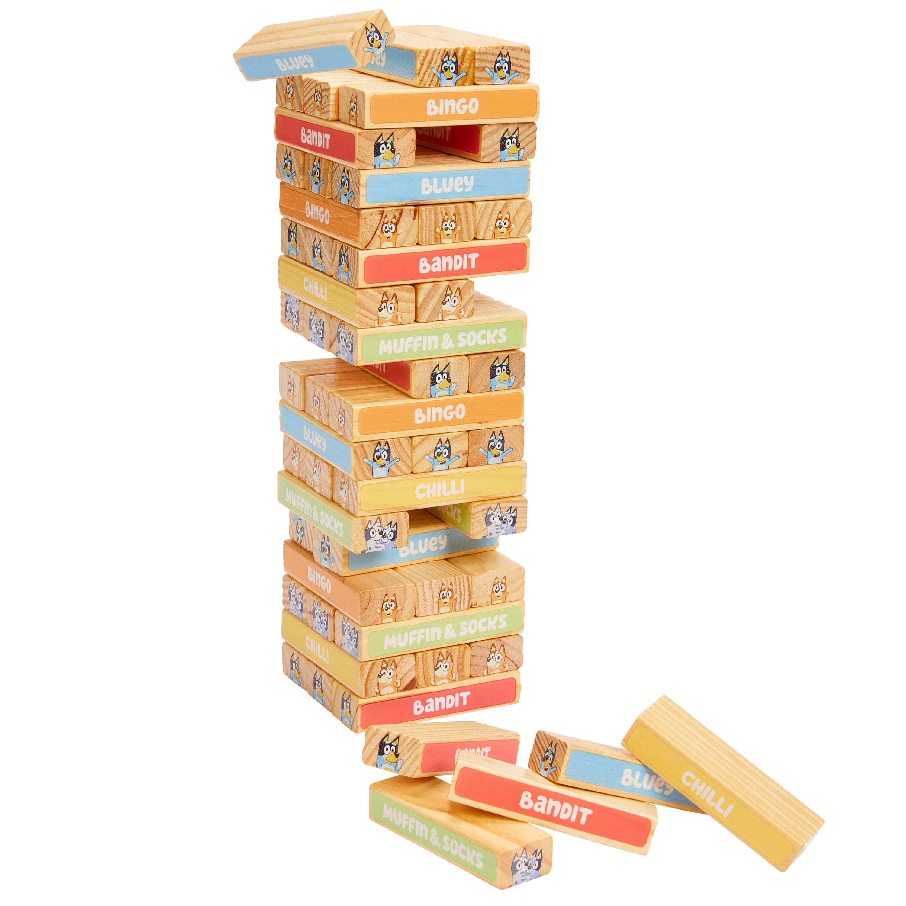 Bluey Tumbling Tower 54 High-Quality colorful Wooden Blocks, Ages 3 ...