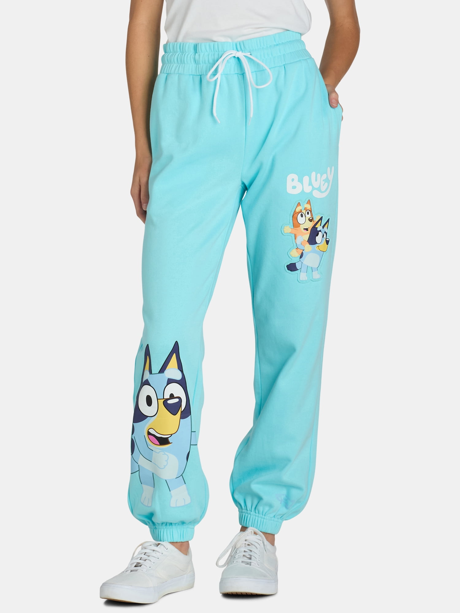 Bluey Women's Elastic Graphic Self Fabric Applique Joggers - Walmart.com