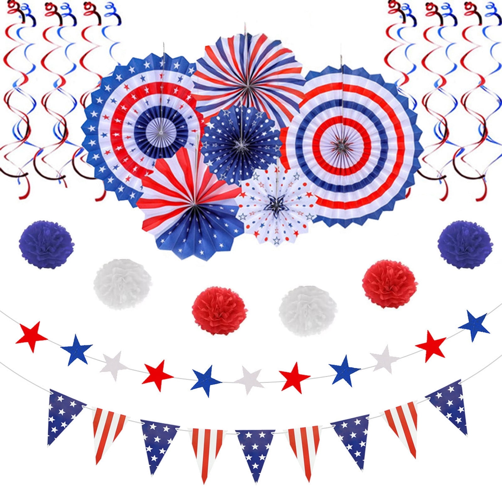 BLUKIDS 14 Pcs Independence Day Decorations Patriotic Decor USA Flag ...