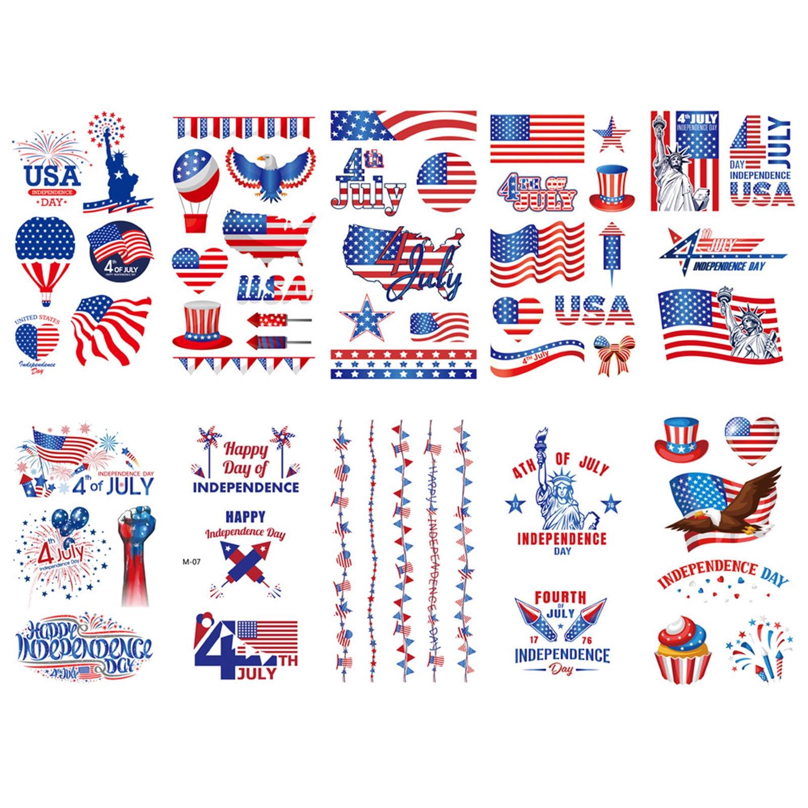 BLUKIDS 8 Sheets Independence Day Stickers for Kids Patriotic Crafts ...