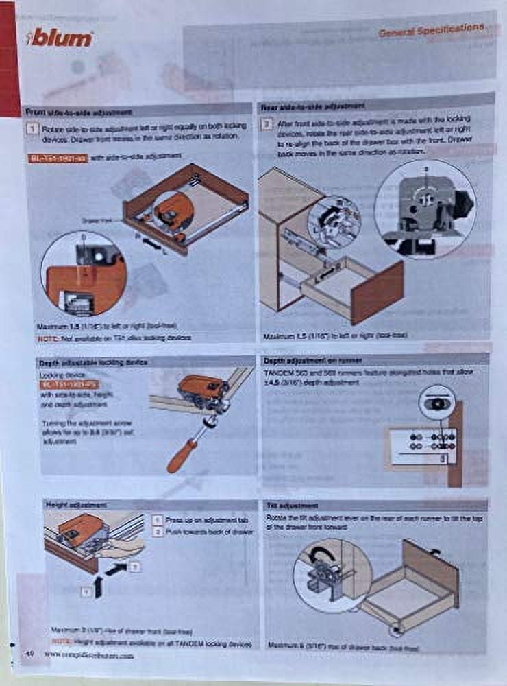 BLUM Tandem Plus BLUMOTION Drawer Slides Complete Pair, with Runners ...