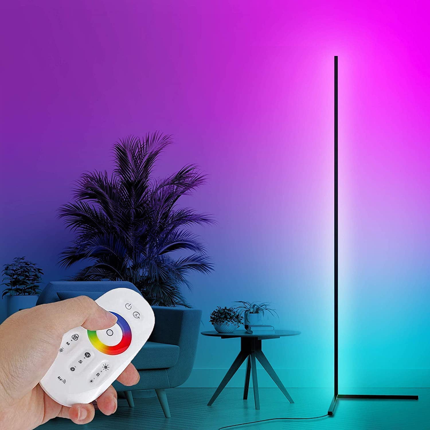 BLURISM LED Minimalist Corner Floor Lamp Colour Changing 140cm Tall RGB ...