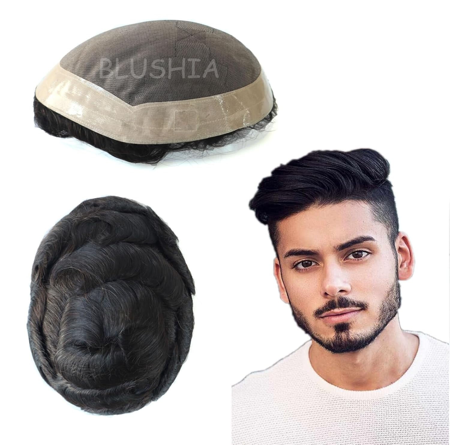 BLUSHIA MONO Hair Patch Real and Natural Looking 100 Human Hair Wigs ...