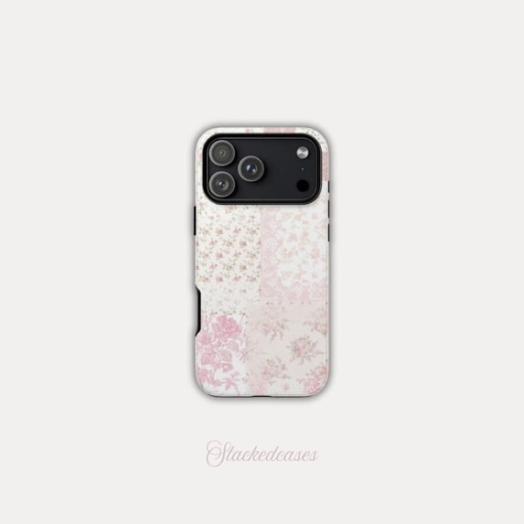 BLUSHING QUILT Protective Phone Case for iPhone 11 12 13 14 15 16 17 ...