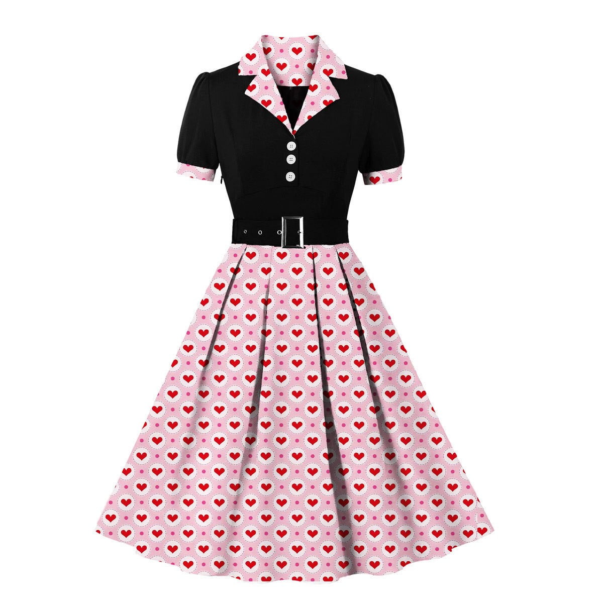BLVB 1950s Vintage Shirt Dress for Women Short Sleeve V Neck Tea Party ...