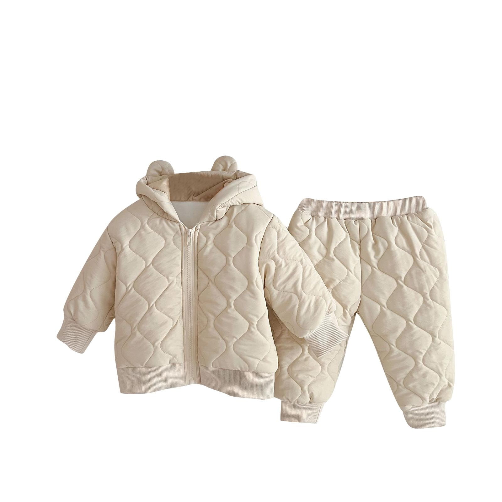 BLVB Baby Boys Girls Two Piece Snowsuit Winter Hooded Thick Jacket and Elastic Waist Snow Pants ...