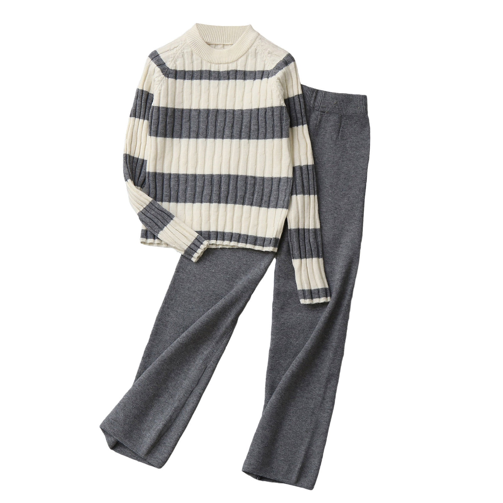 BLVB Big Girls 2 Piece Outfit Set Long Sleeve Knit Pullover Sweater Top ...