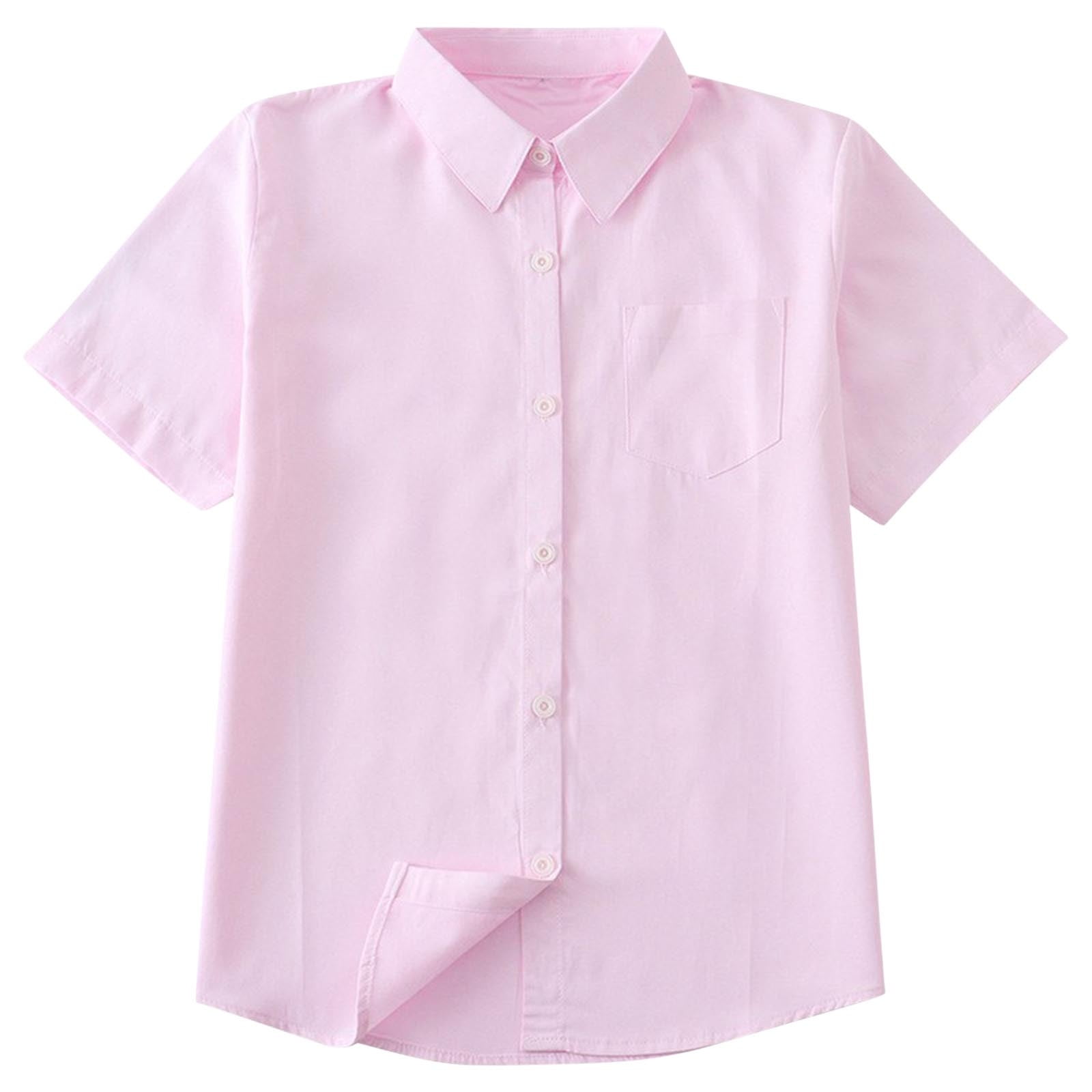 BLVB Boys Girls Button down Shirt Short Sleeve Kids Collared Dress ...