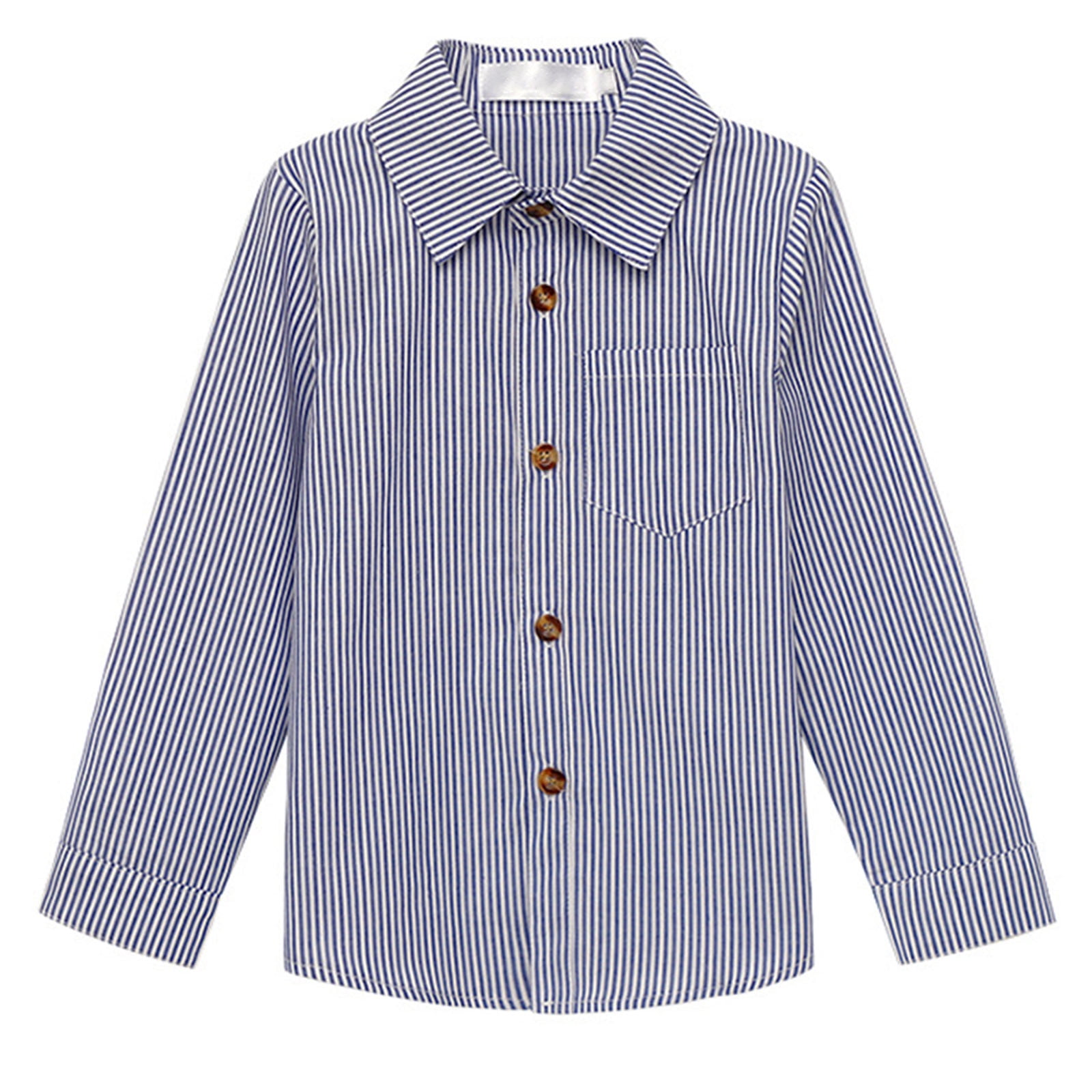 BLVB Boys Long Sleeve Button down Shirt - Collared Uniform Toddler Kids ...