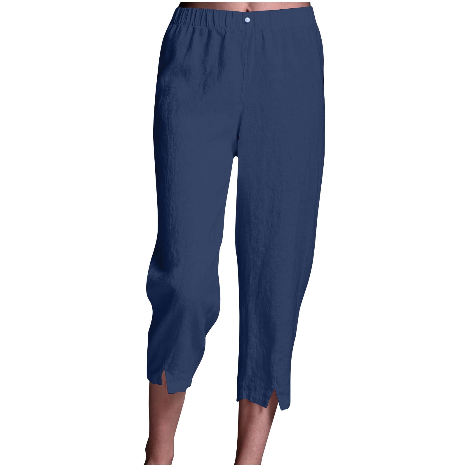 BLVB Capri Pants for Women Summer Fashion Beach Capris Elastic Waist ...