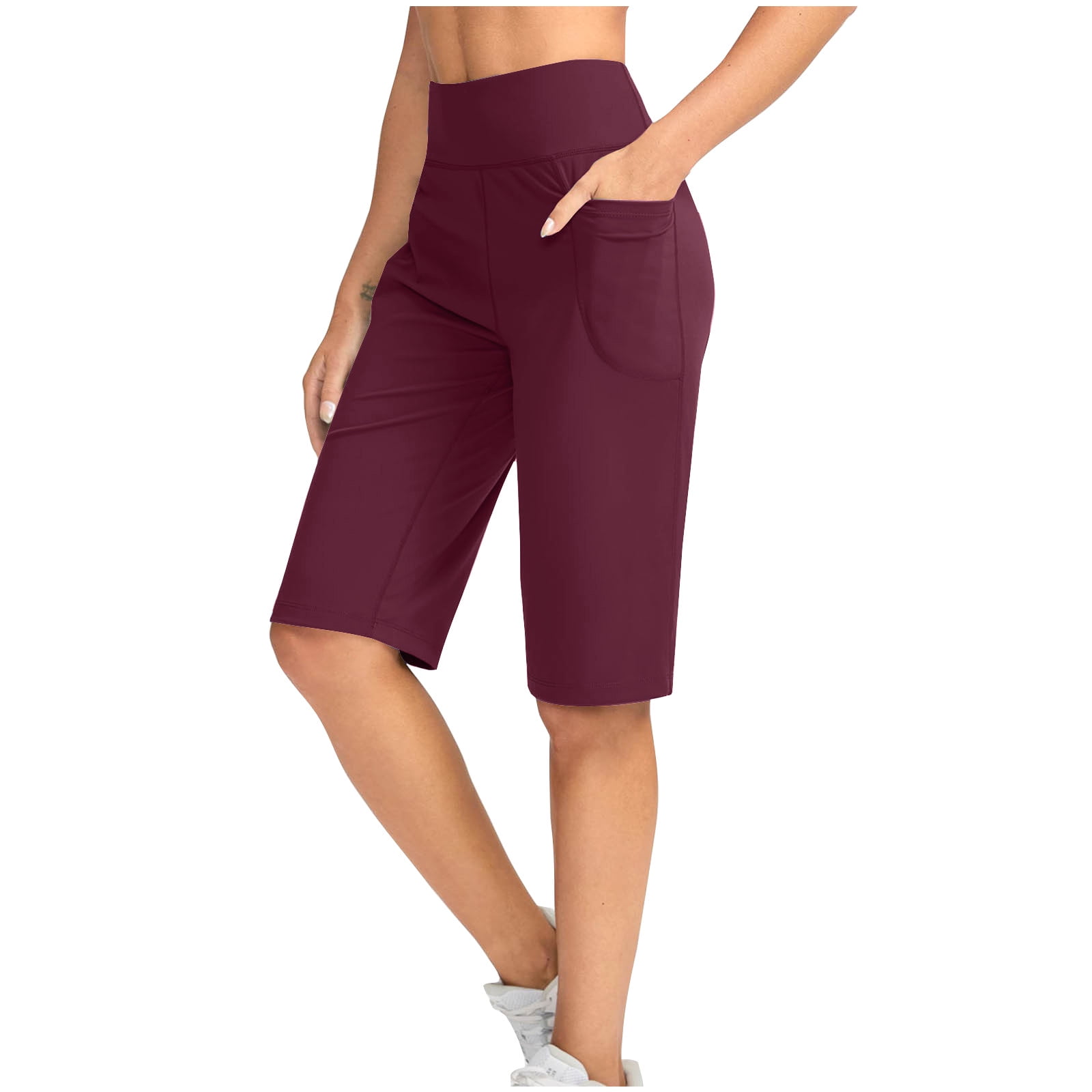 BLVB Capri Pants for Women Knee Length Wide Leg Yoga Capris Dressy ...