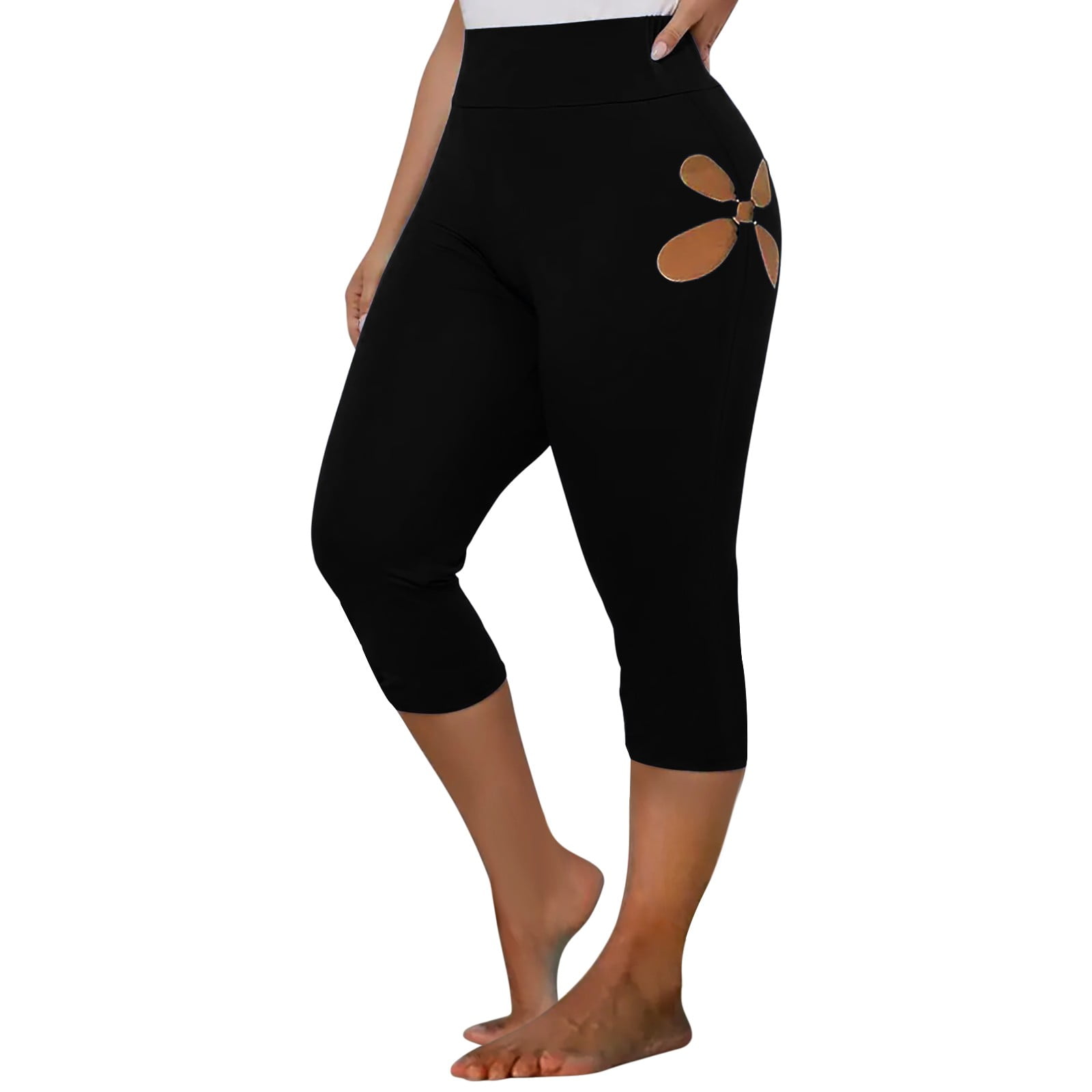 BLVB Capri Plus Size Leggings for Women Yoga Pants Stretch Slim Capris ...