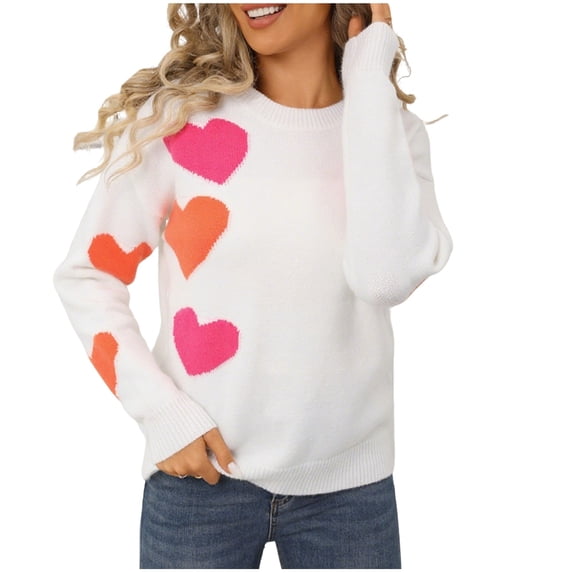 BLVB Cozy Sweaters for Women Love Heart Graphic Sweaters Valentine Cute ...