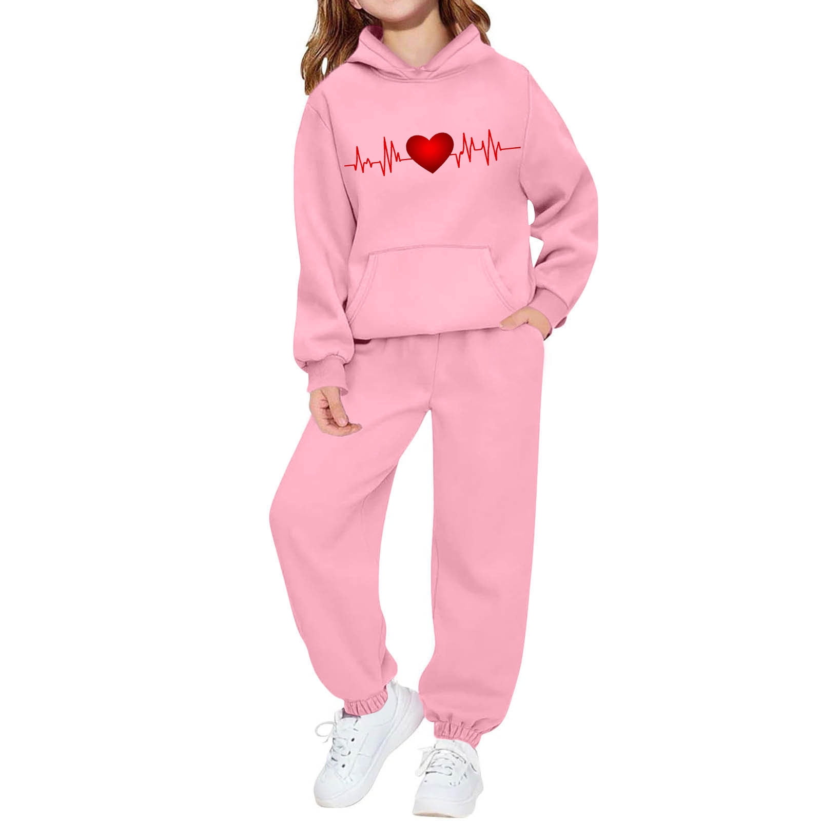 BLVB Cute Toddler Boys Girls Sweatsuit Valentines Heart Print Kids Fall ...