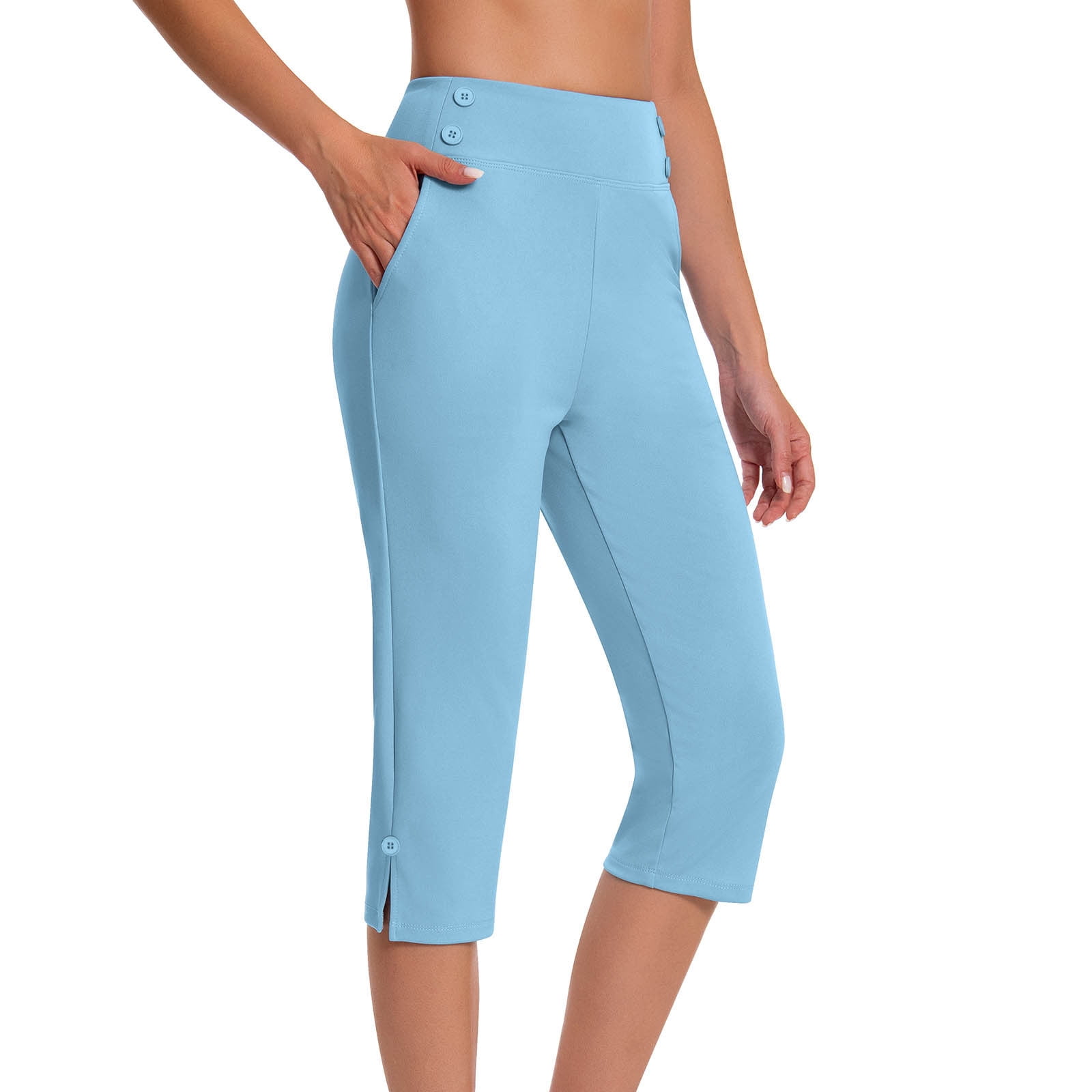 BLVB Dressy Capri Pants, High Waist Stretch, Breathable, Durable, Pull ...