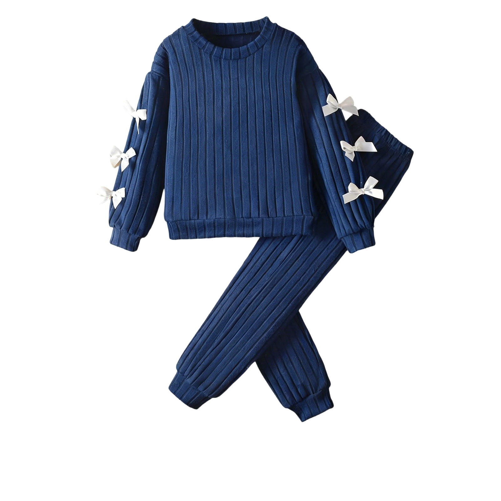 BLVB Girl Spring Fall Clothes Set Soft 2-Piece Long Sleeve Bowknot ...