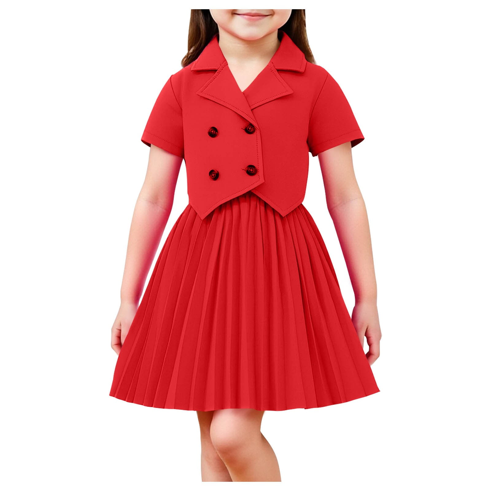 BLVB Girl's Clothing Set 2 Piece Outfits Short Sleeve Double Breasted ...