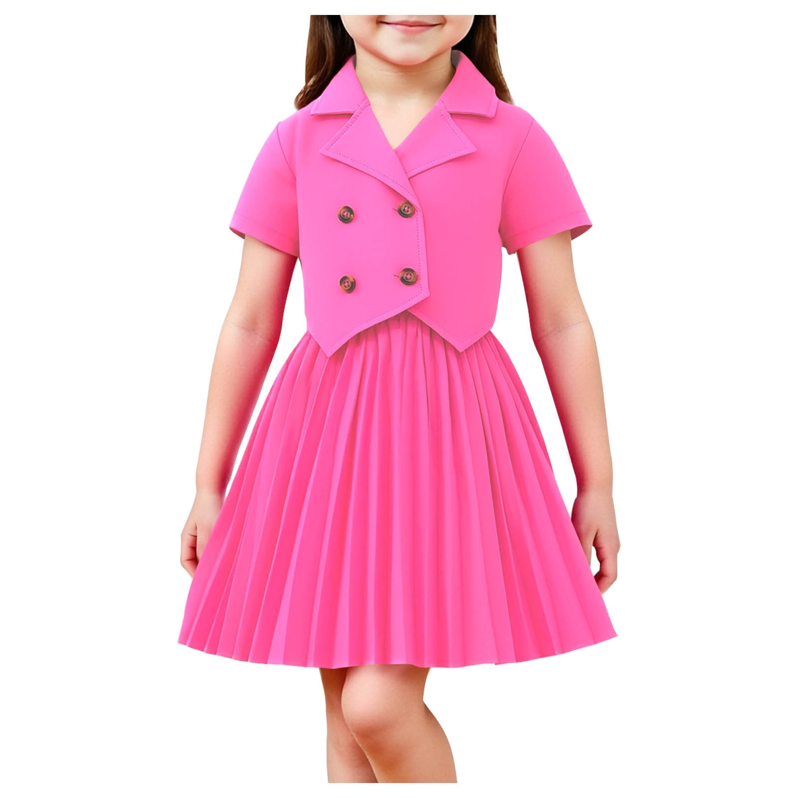 BLVB Girl's Clothing Set 2 Piece Outfits Short Sleeve Double Breasted ...