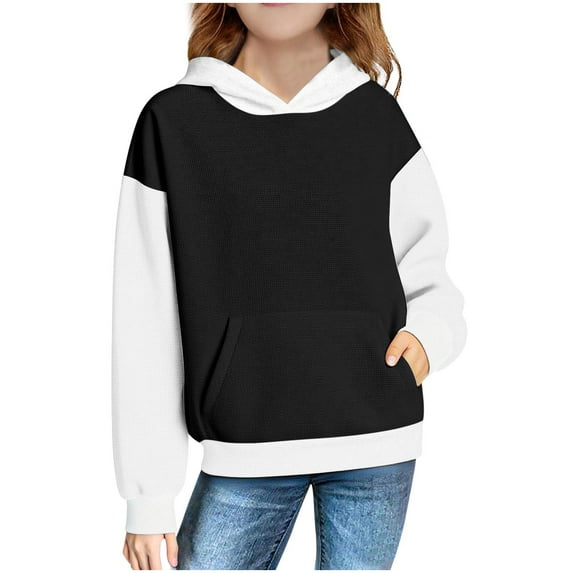 BLVB Girls Fashion Hoodies Kids Cute Color Block Long Sleeve Hooded ...