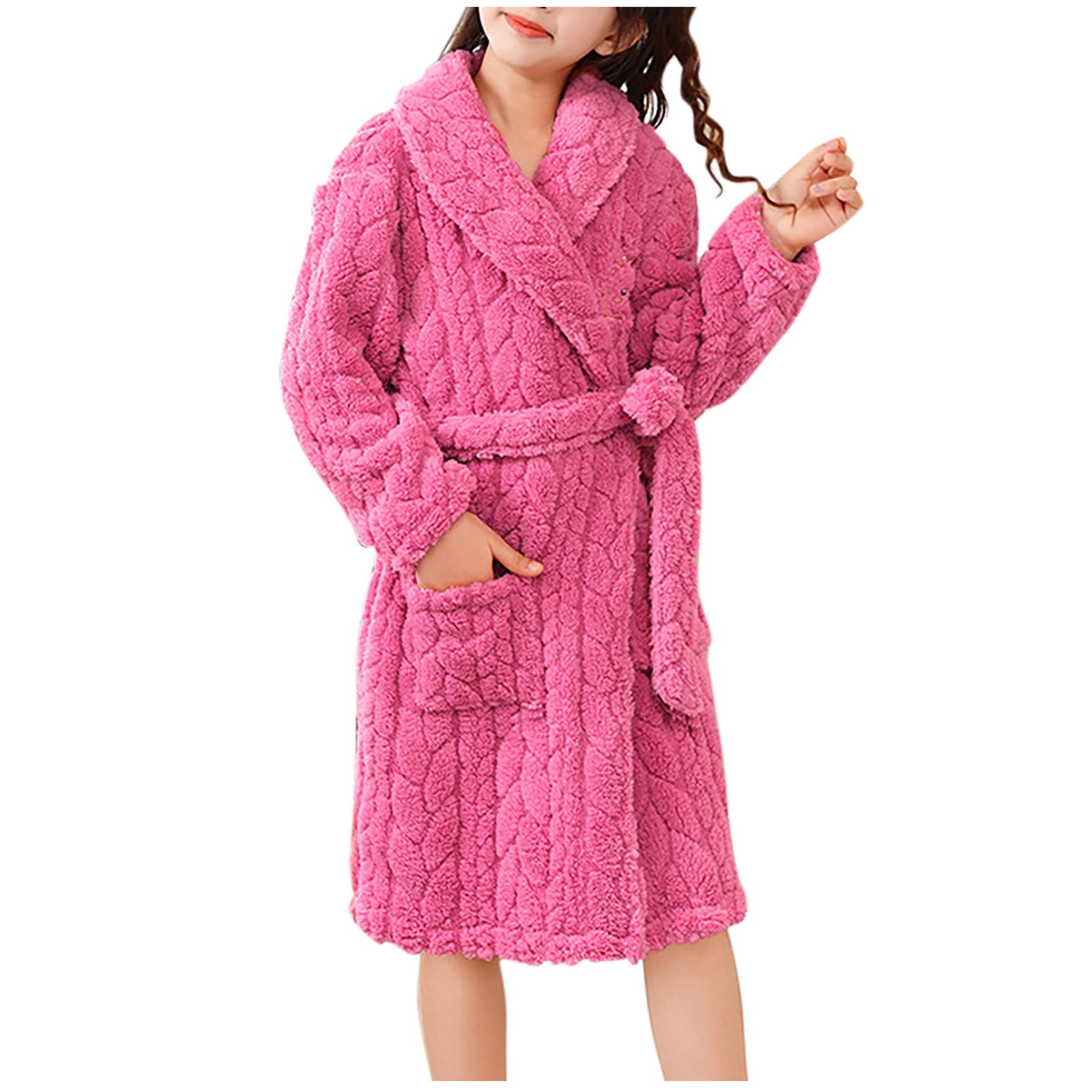 BLVB Girls Fleece Robes, Soft Warm Bath Robe Winter Pj Robe with ...