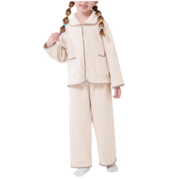 BLVB Girls Fuzzy Sets Kid 2 Piece Winter Fleece Outfits Button down ...