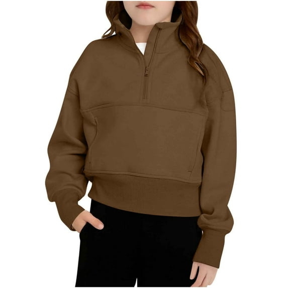 BLVB Girls Half Zip Sweatshirt Pullover for Teen Kids Lightweight Long ...