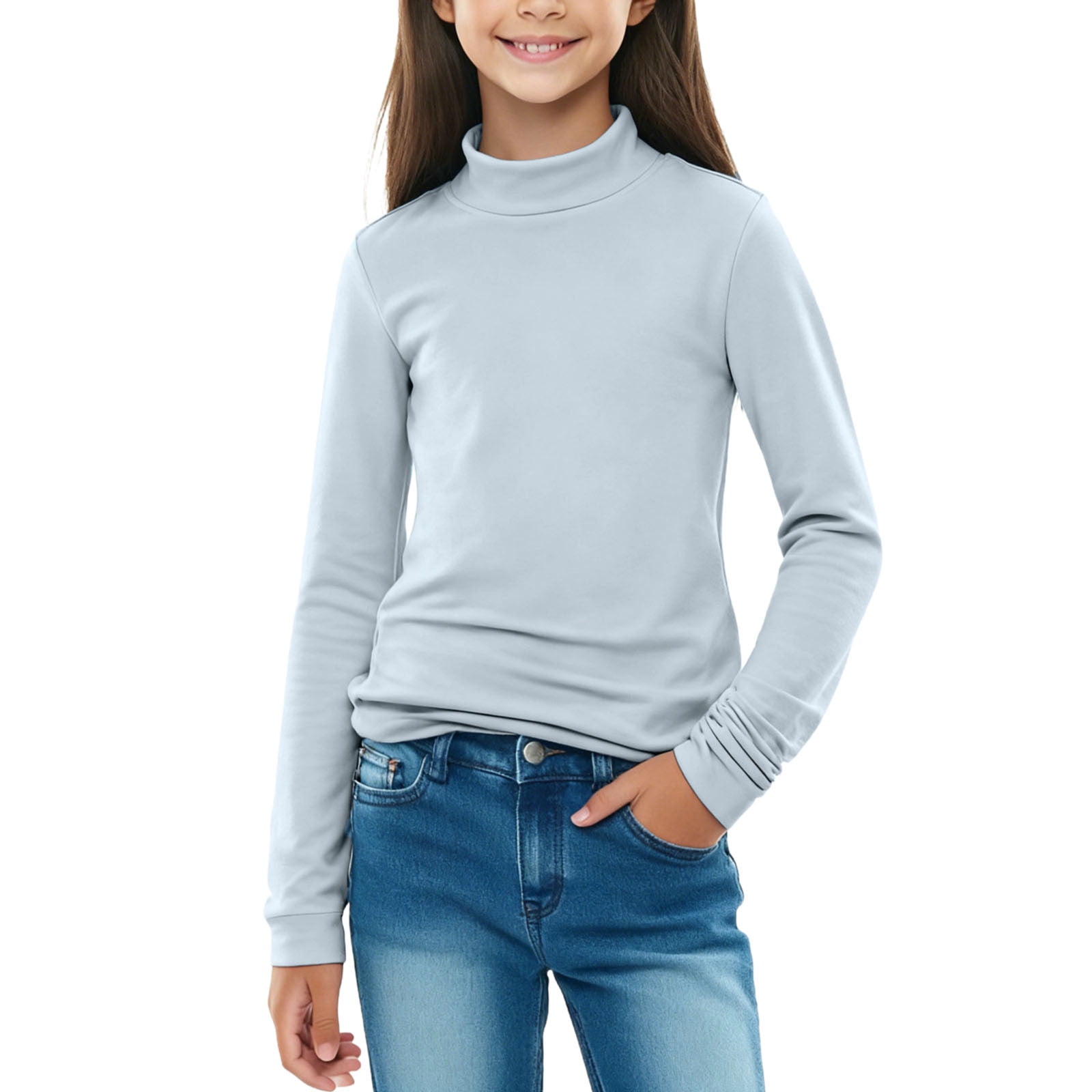 BLVB Girls Long Sleeve Mock Neck Pullover Tops Unisex Kids Fall Basic ...