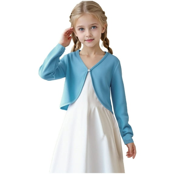 BLVB Girls Open Front Shrug Cardigan Kids Children Cropped Tops Long ...