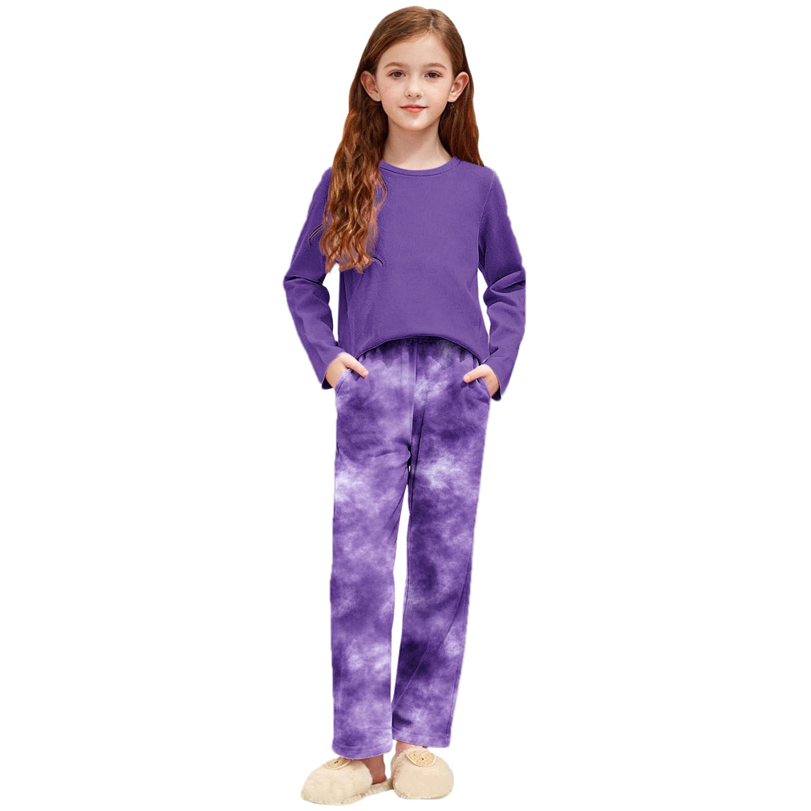 BLVB Girls Pajamas Set 2 Piece Outfits Long Sleeve Sleepwear Shirt Tie ...