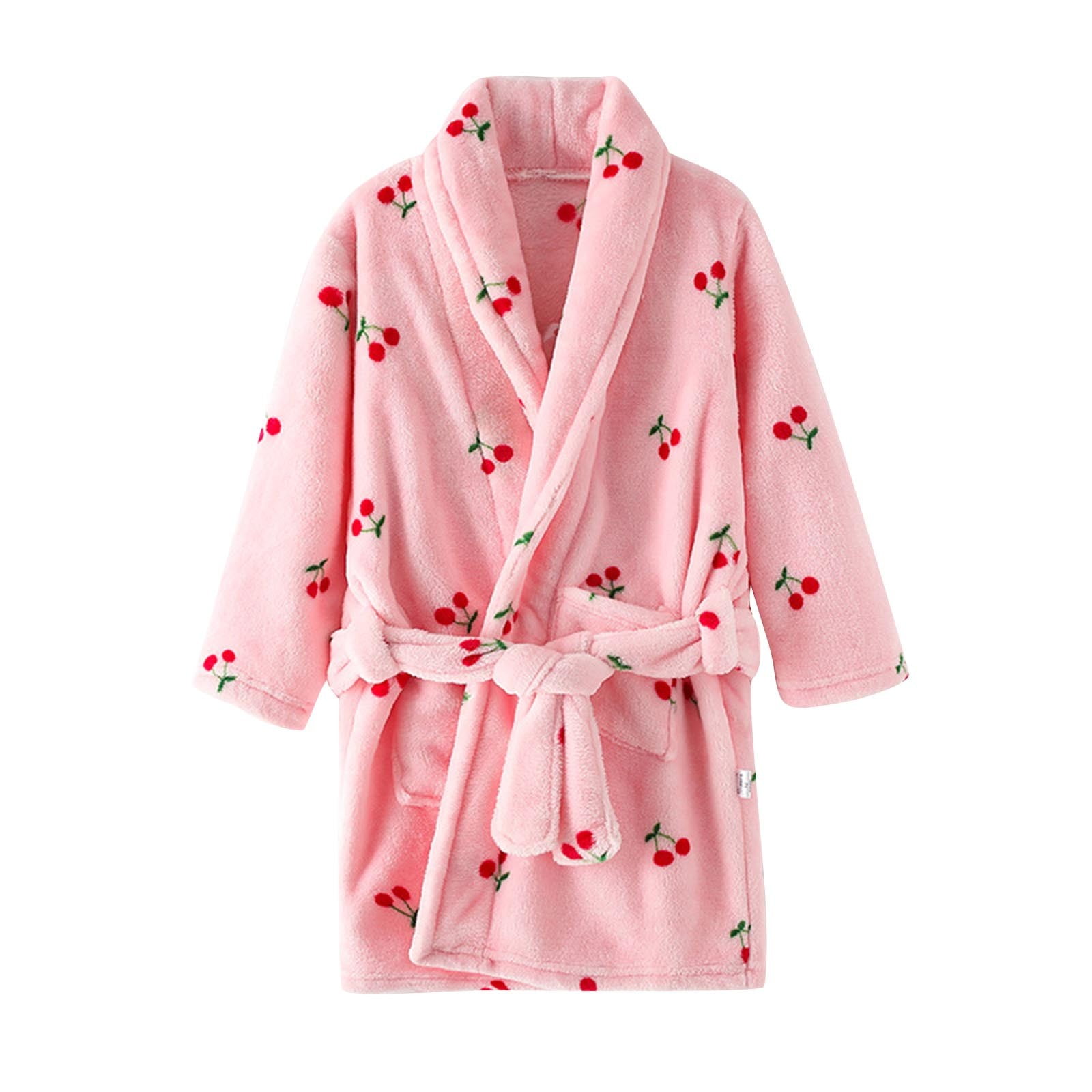 BLVB Kids Bathrobe Girls Soft Plush Fleece Flannel Pajamas Sleepwear ...