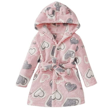 XXWXYD Kids Hooded Bathrobe for Girls Boys, Flannel Pajamas Sleepwear ...