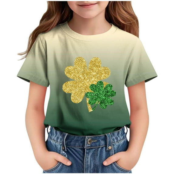 BLVB Kids St Patricks Day Shirt Boys Girls Shamrock Clover Graphic Tees ...