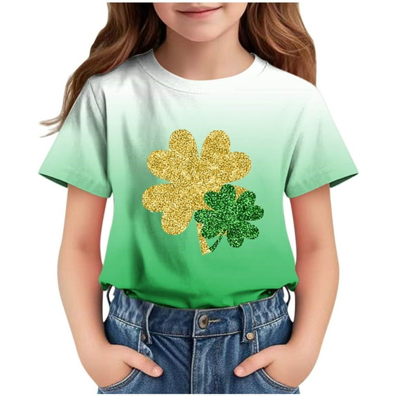 BLVB Kids St Patricks Day Shirt Boys Girls Shamrock Clover Graphic Tees ...