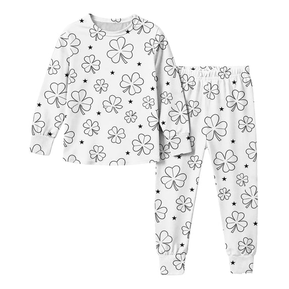 BLVB Little Boys Girls Pajama Sets Long Sleeve Print Top and Jogger Set ...