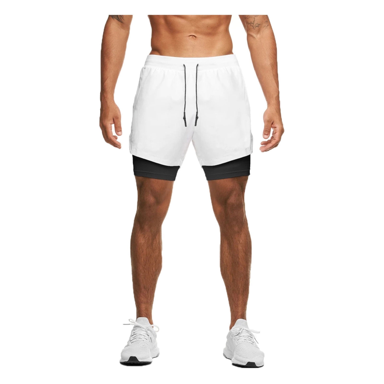 BLVB Men's 2 in 1 Workout Running Shorts Casual Quick Dry Lightweight ...