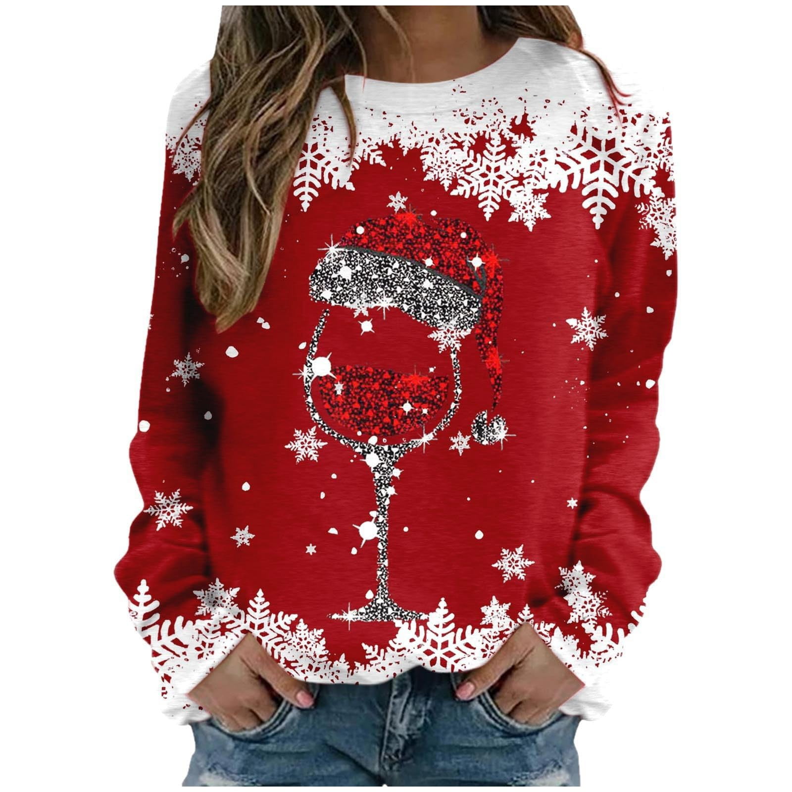 BLVB Merry Christmas Sweatshirts for Women Christmas Long Sleeve ...