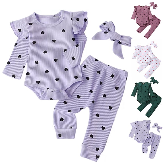 BLVB Newborn Baby Girl Clothes Ruffle Long Sleeve Romper Tops Pants ...