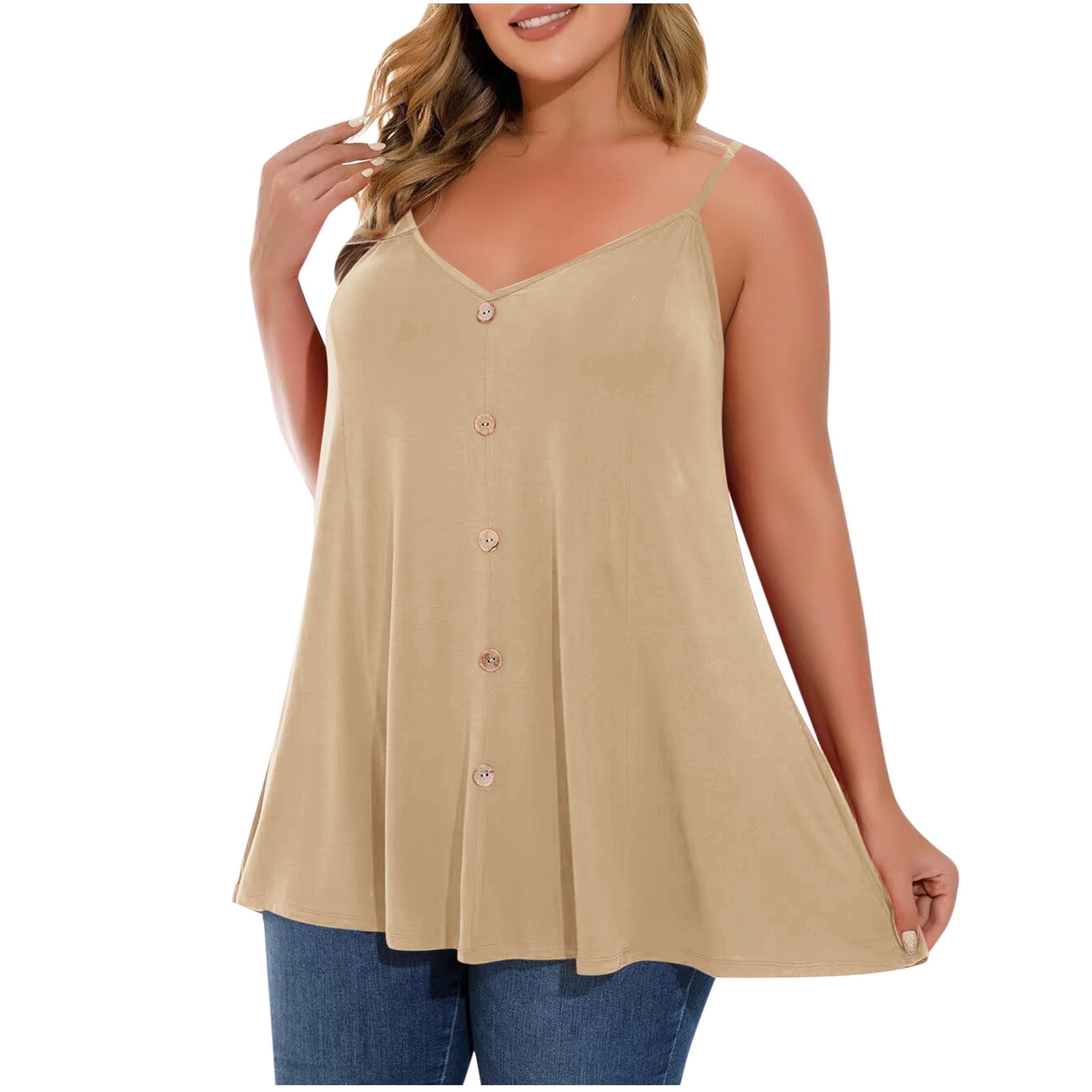BLVB Plus Size Camisole for Women Casual Flowy Cami Adjustable ...