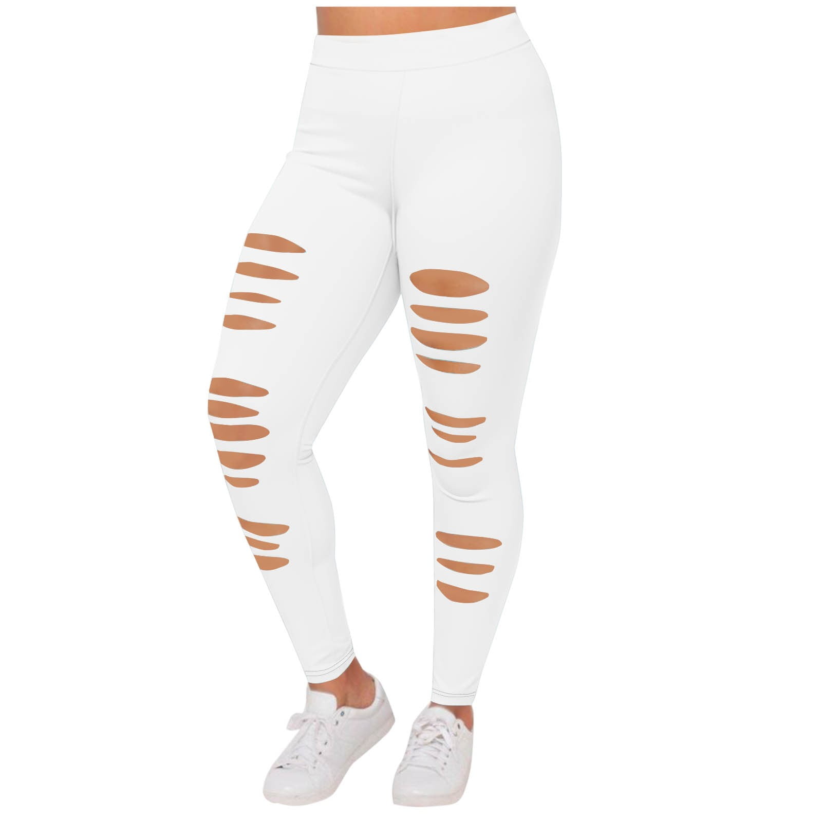 BLVB Plus Size Ripped Leggings for Women-High Wisted Stretch Workout ...