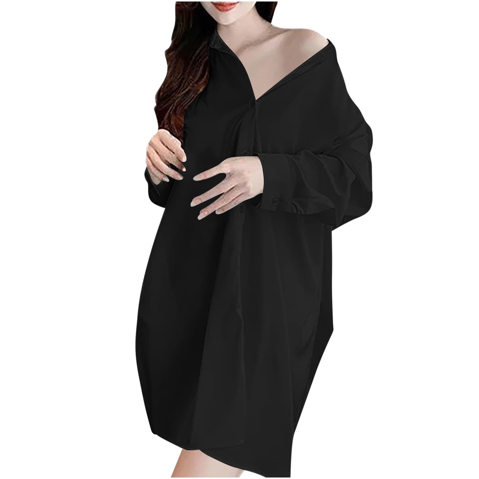 BLVB Sleep Shirts for Women Button down Sleep Dress Nightgowns Long ...