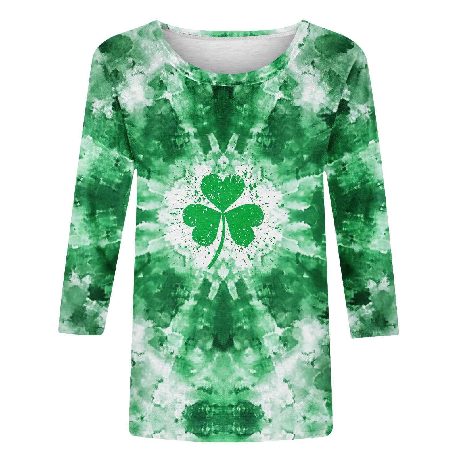 BLVB St. Patrick's Day T-Shirt for Womens Shamrock Printed 3/4 Sleeve ...