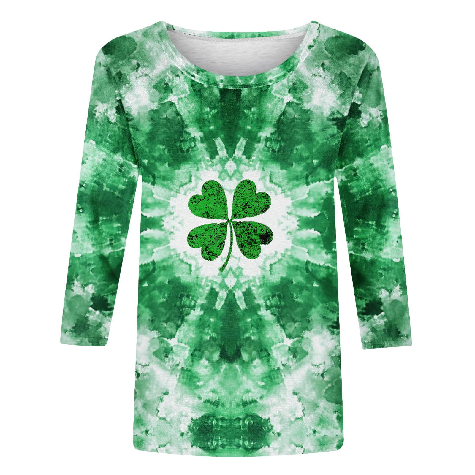 BLVB St. Patrick's Day T-Shirt for Womens Shamrock Printed 3/4 Sleeve ...