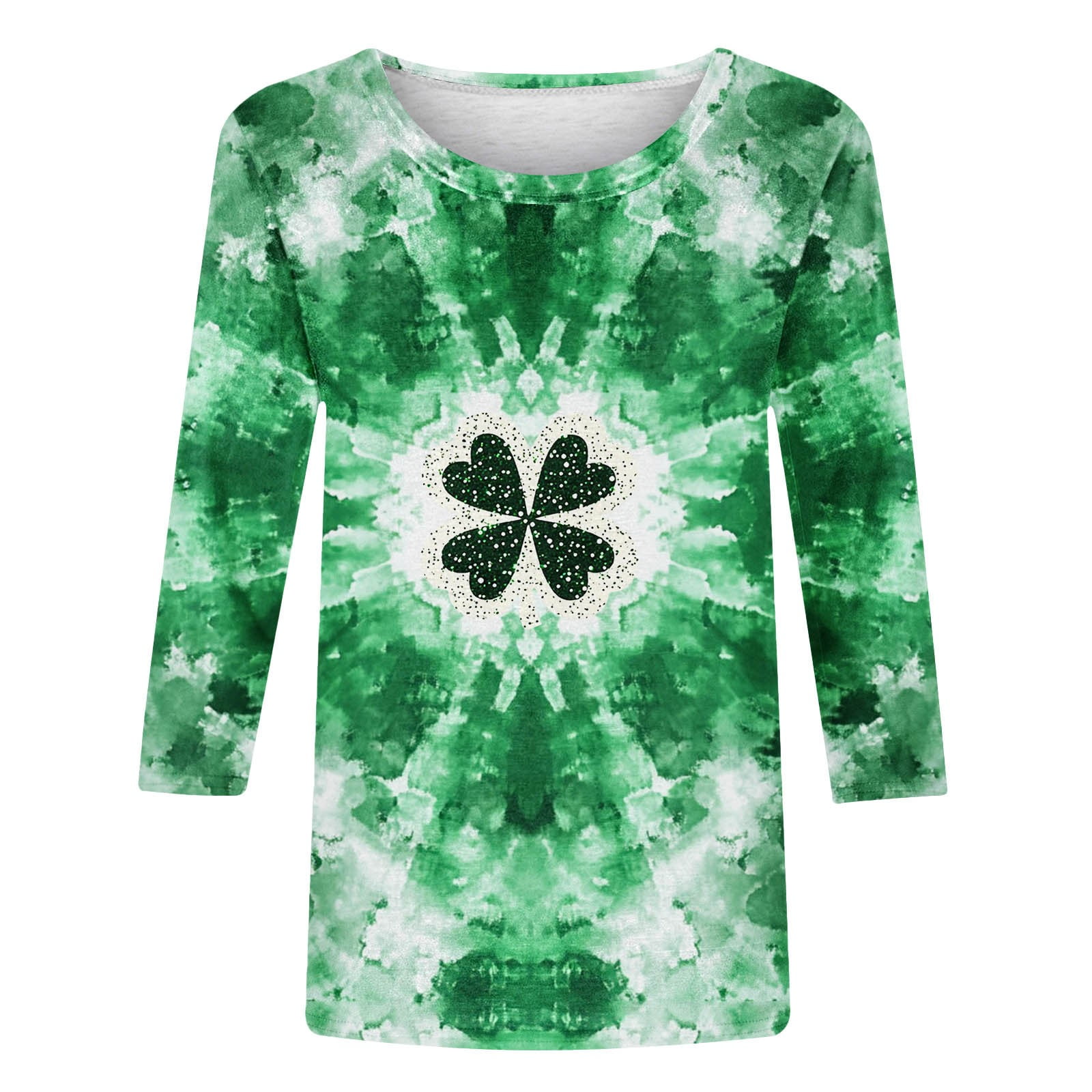 BLVB St. Patrick's Day T-Shirt for Womens Shamrock Printed 3/4 Sleeve ...