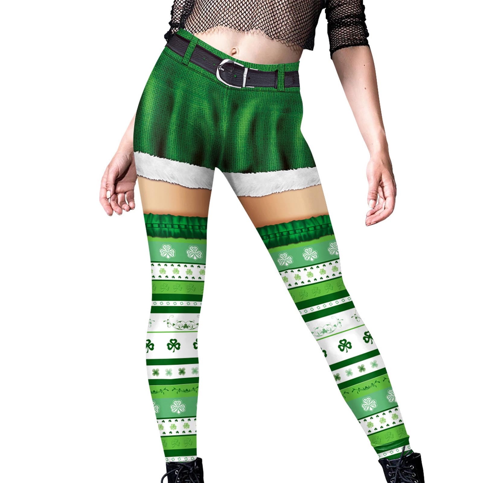BLVB St Patricks Day Leggings for Women Shamrock Leaves Green Pant Slim ...